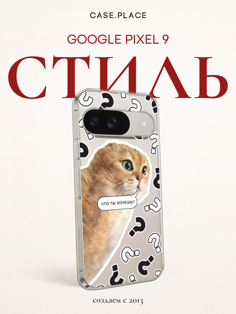 Чехол на Google Pixel 9 / Гугл Пиксель 9 с принтом С котом парный, прозрачный