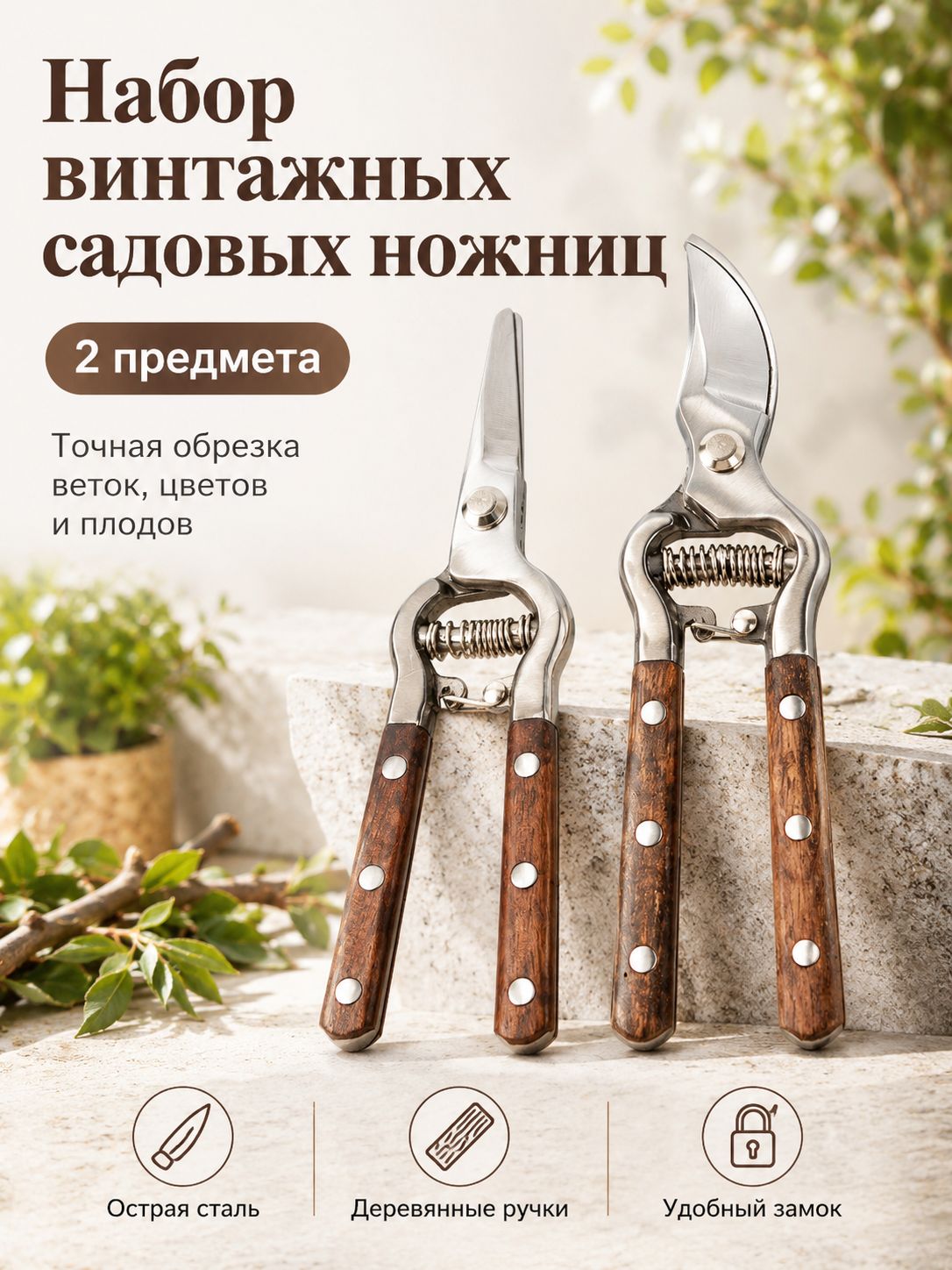 Ручной кусторез, Сталь,30мм