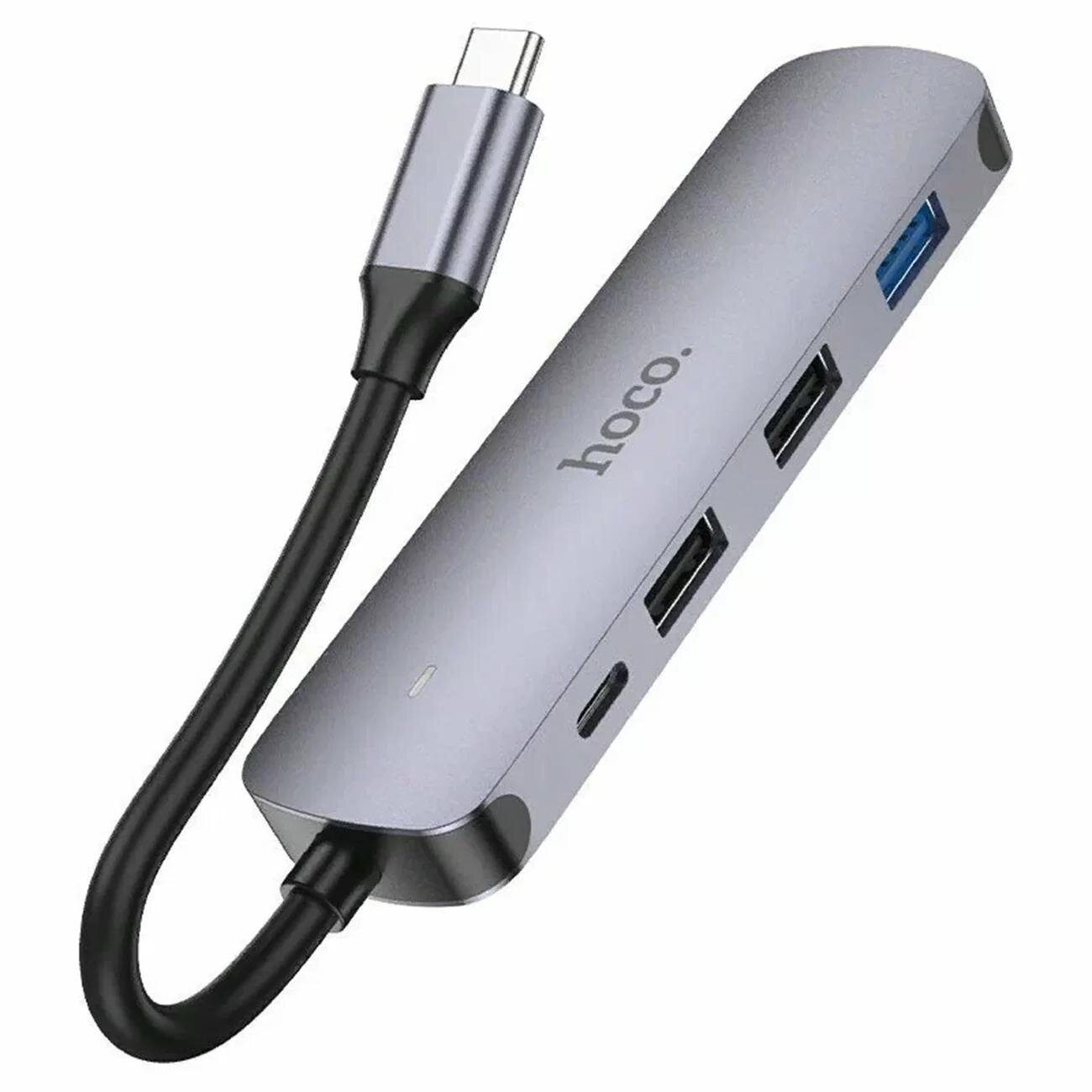 Кабель-переходник Hoco HB27 Type-C на HDMI/USB3.0/USB2.0/USB-C серый