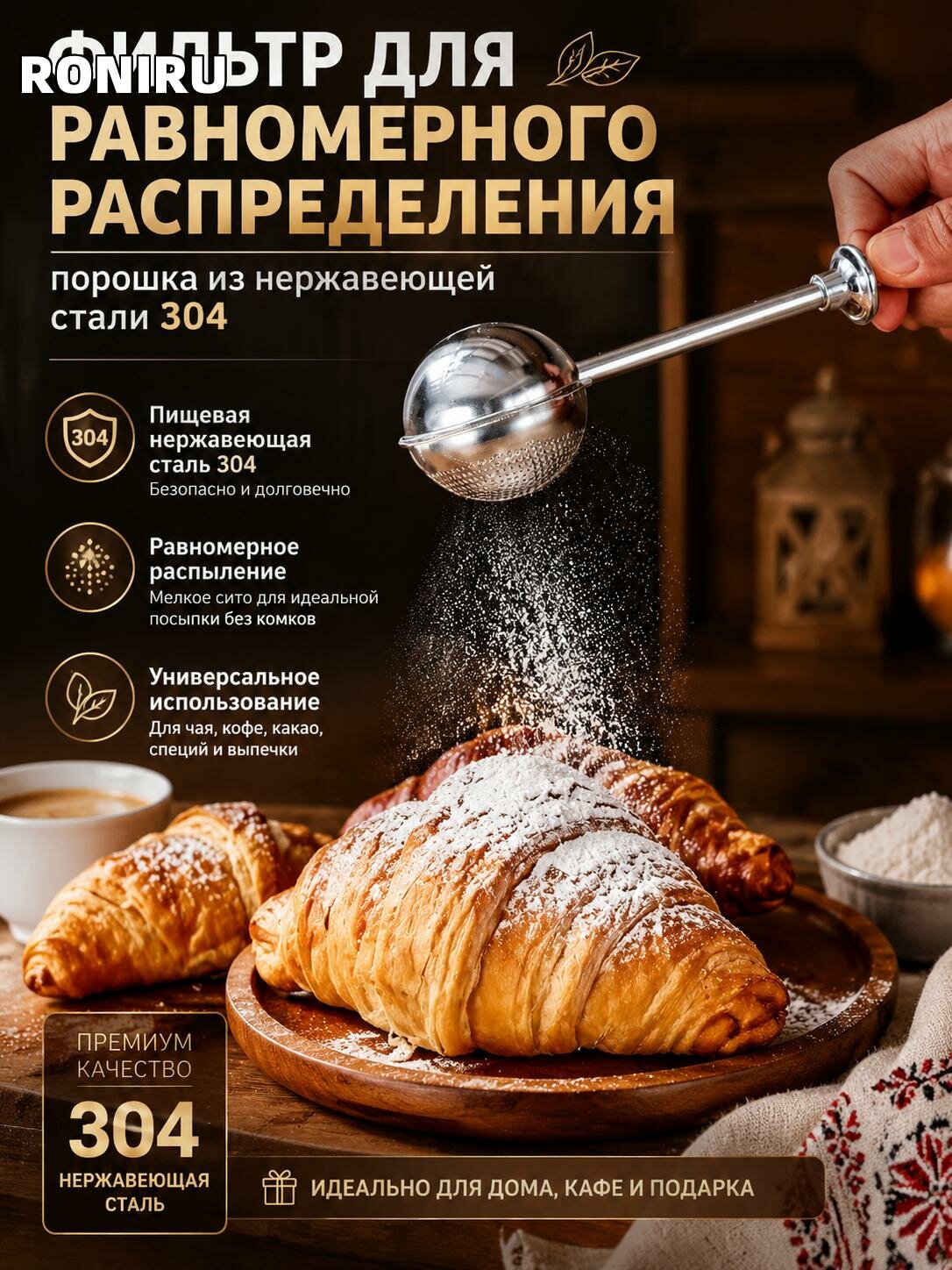 Фильтр для равномерного распределения порошка из нержавеющей стали 304 — кухонный инструмент для чая, кофе и специй