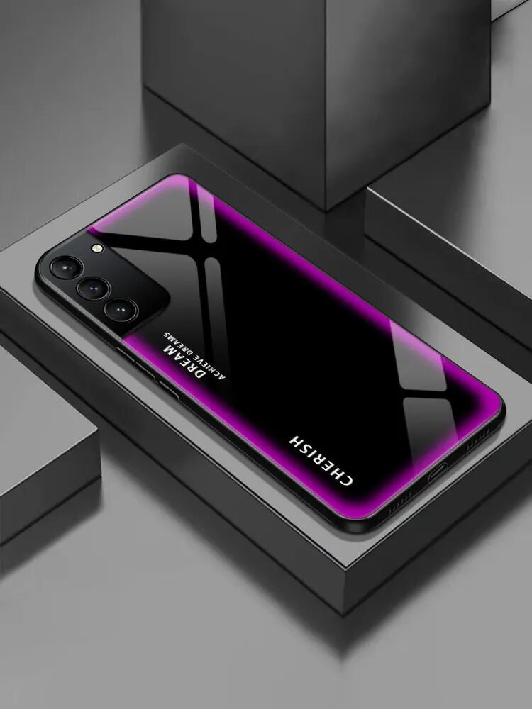 Чехол для смартфона Samsung Galaxy S22 (Самсунг Галакси S22), стеклянного материала, защитный чехол + подарок (защитное стекло)