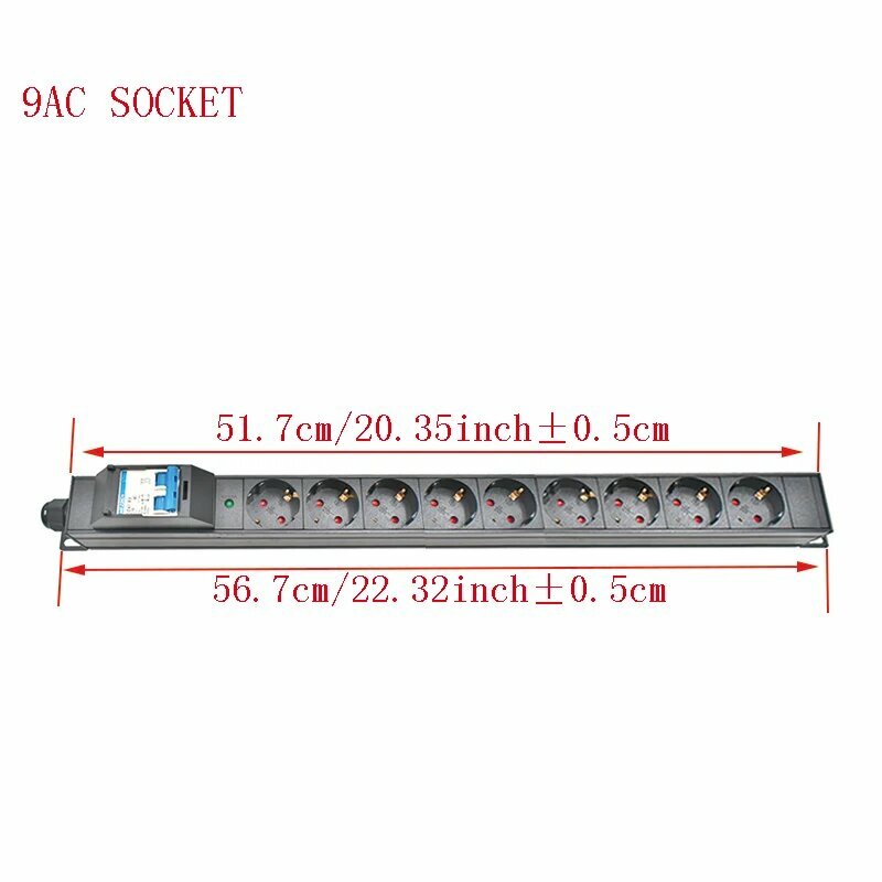 Разветвительная панель Strider Rui 1-9 розеток EU 16А/4000Вт 2 метра 9AC SOCKET, EU PLUG