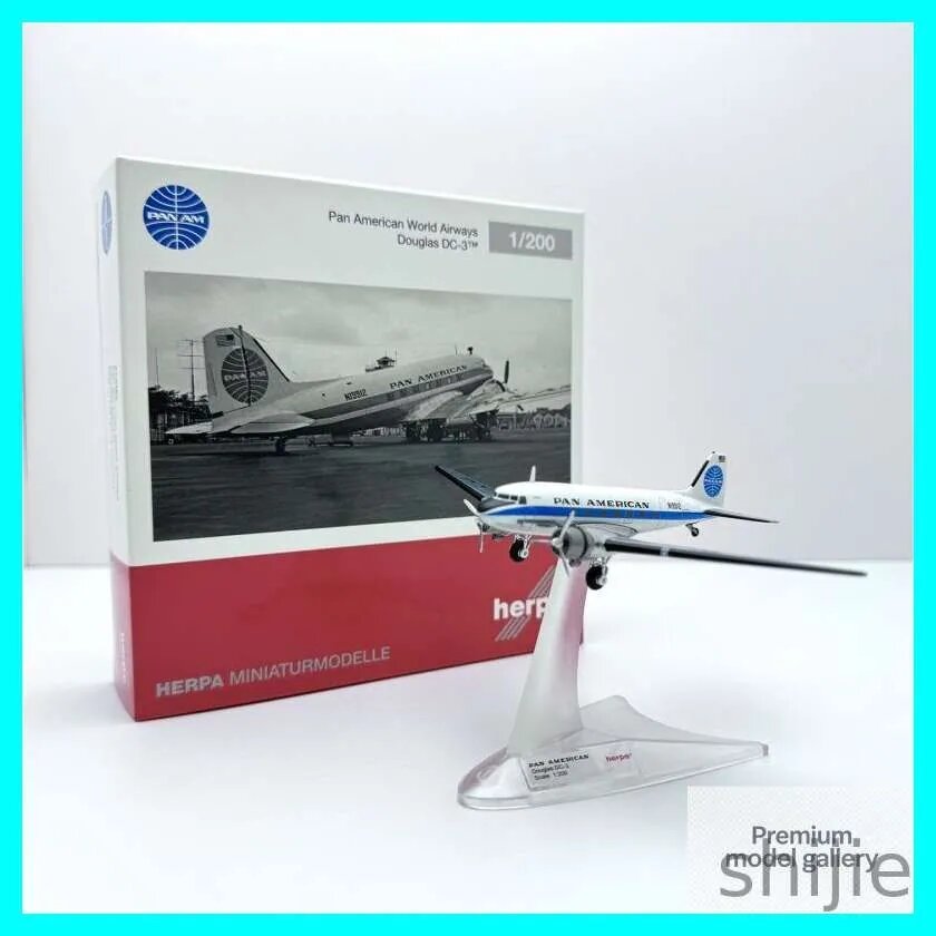 Herpa 1/200 Металлическая модель транспортного самолета Douglas DC-3 Pan American Airways N19912