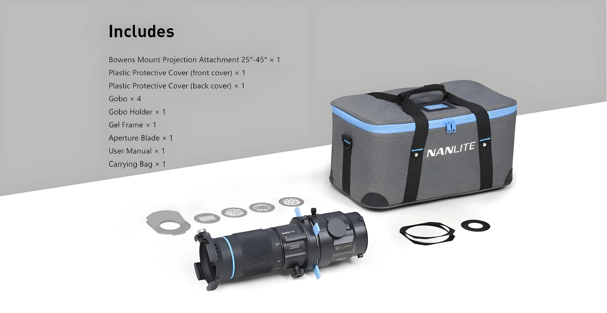 Объектив Nanlite PJ-BM-25-45 с креплением Bowens, 25 мм ° -45 ° Проекционные насадки для фотооборудования и осветительных приборов