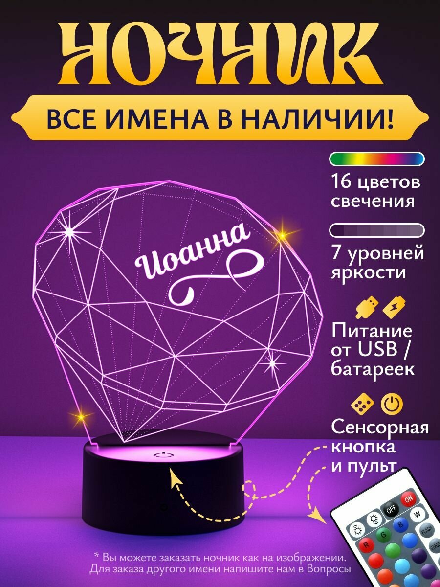 Ночник Иоанна - бриллиант - подарок женщине