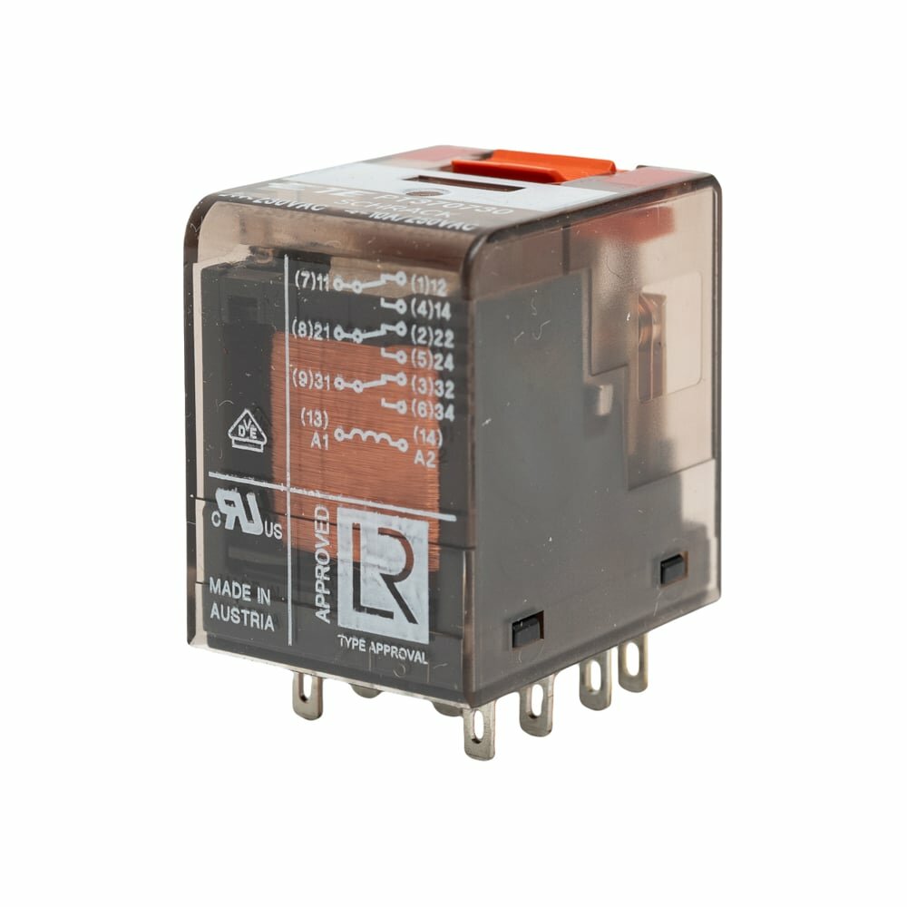 Промежуточное реле Schrack Technik PT, 3 переключающих контакта, 10А, 230VAC артикул Австрия PT370730