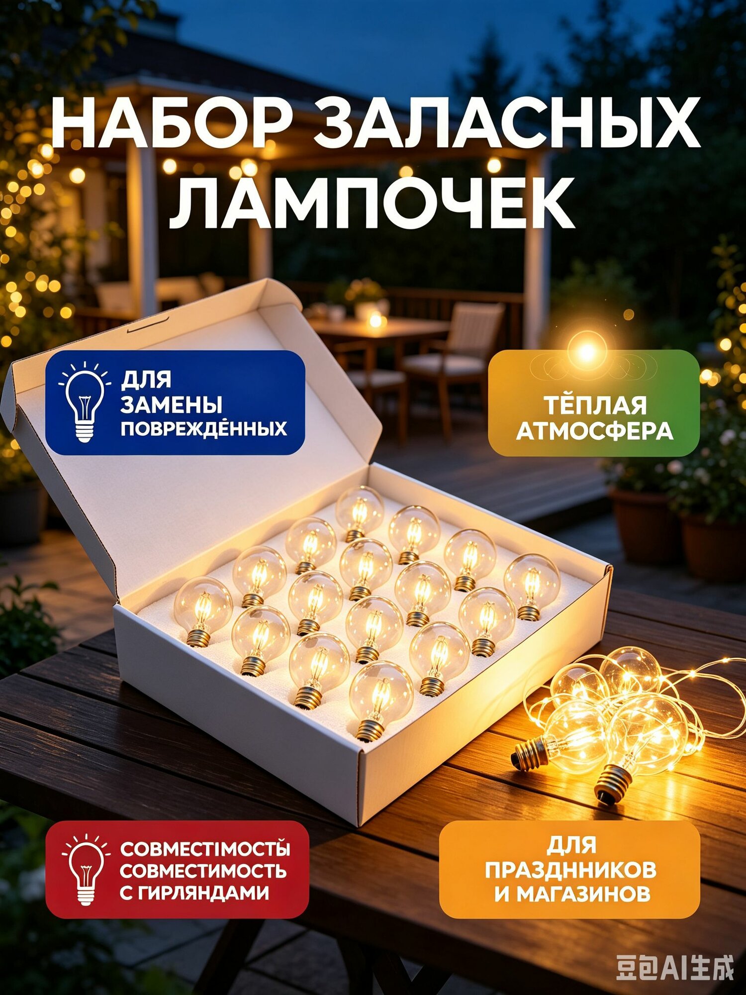 Лампочки накаливания Эдисон Ретро для уличной гирлянды/цоколь Е12/G40 LANCCIRCLE