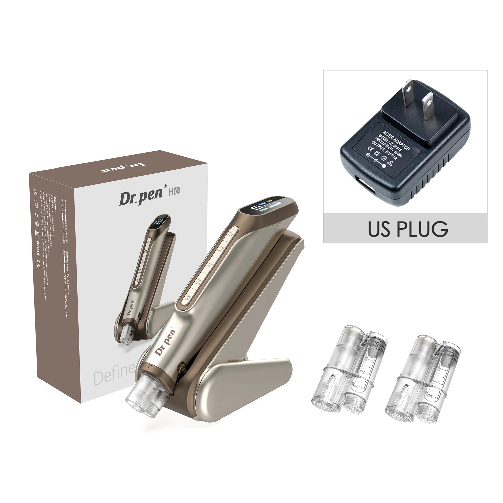 Dr.Pen H6 Дерма Пен Микронидлер с функцией светотерапии H6 Gold US plug