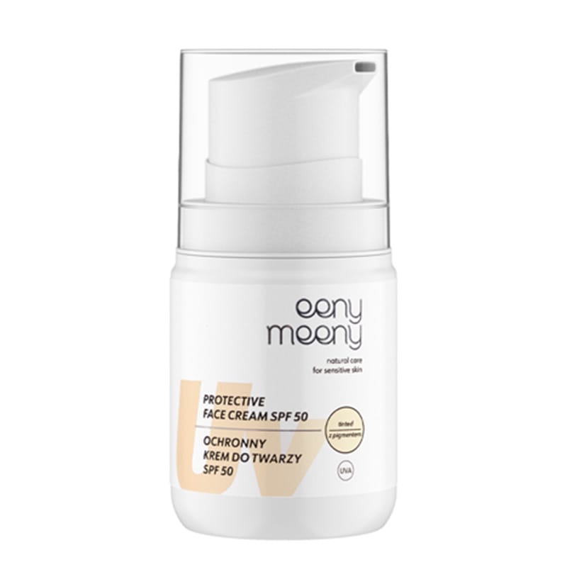 Средство солнцезащитное Eeny meeny Защитный крем для лица UVA UVB SPF 50 with Pigment Защищает, увлажняет, выравнивает тон кожи 50 мл