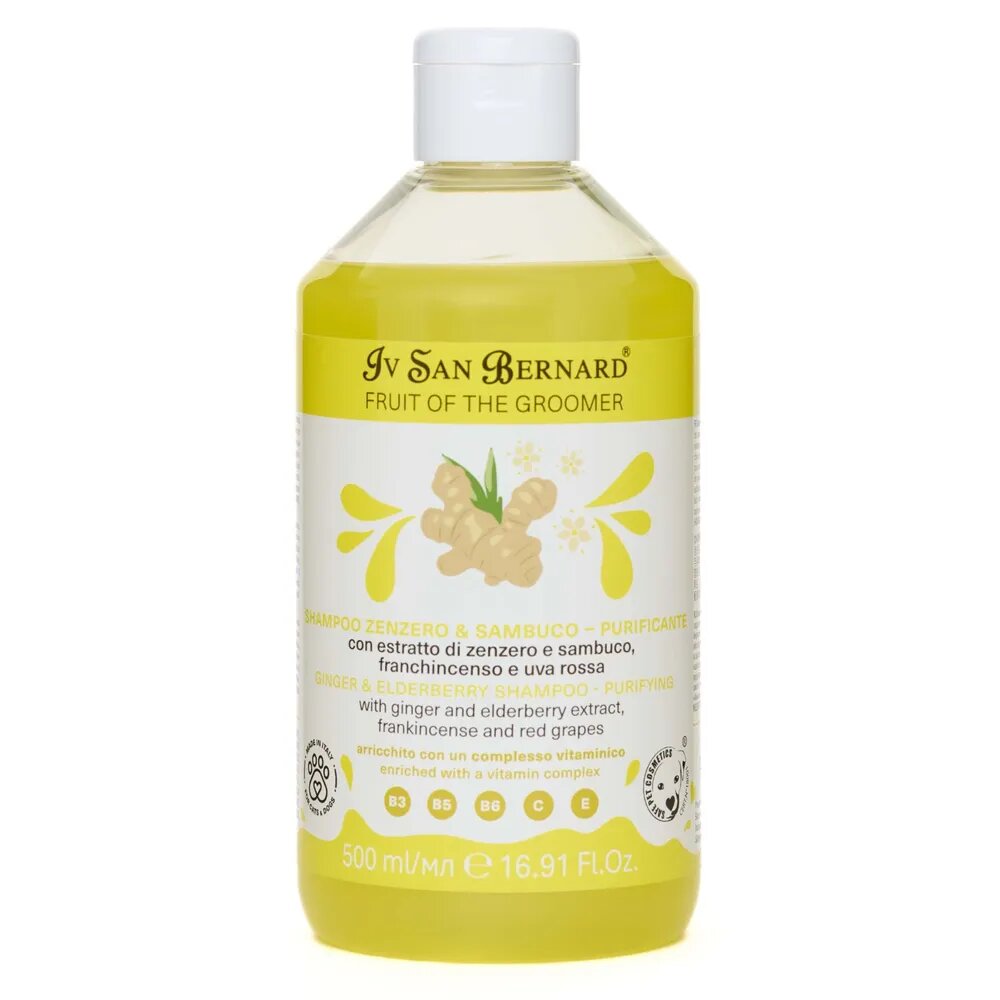 Шампунь Iv San Bernard Fruit of the Groomer Ginger&Elderbery, с противовоспалительным эффектом 500 мл