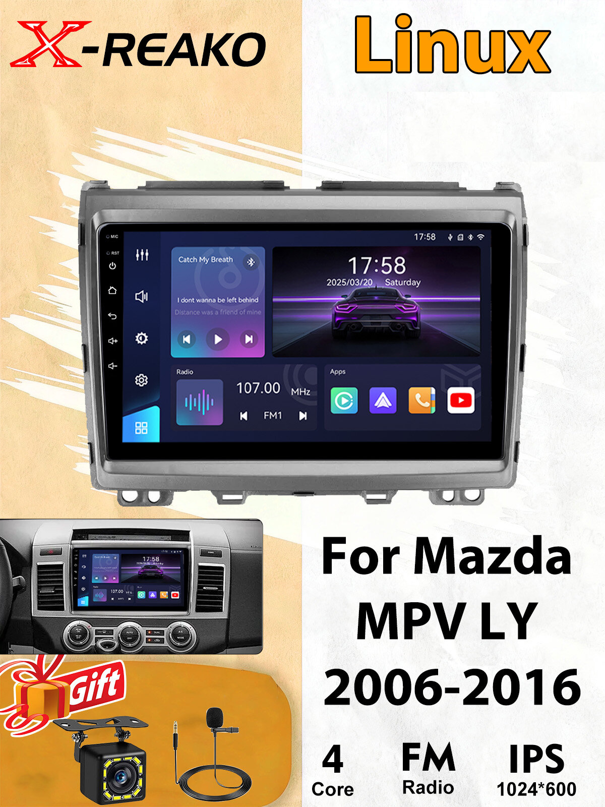 Магнитола для Mazda MPV LY 2006-2016 2010-2016 экран 9 дюймов Андроид wifi Bluetooth GPS