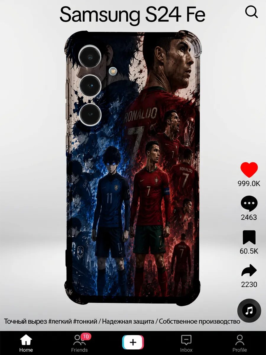 Чехол на Samsung S24 FE с принтом Футбол блю лок роналду