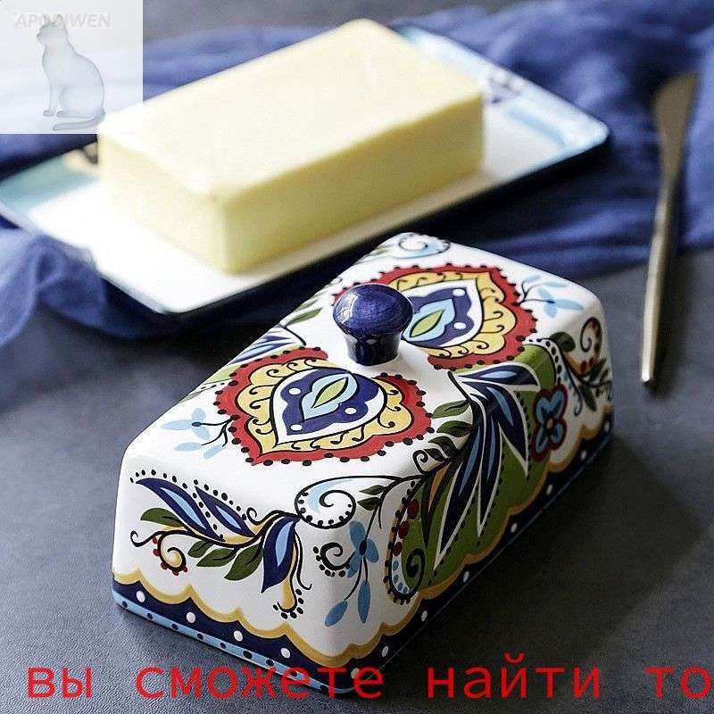 Масленка, сырница, изделие из фаянса, керамики и фарфора зеленого цвета — фото 1