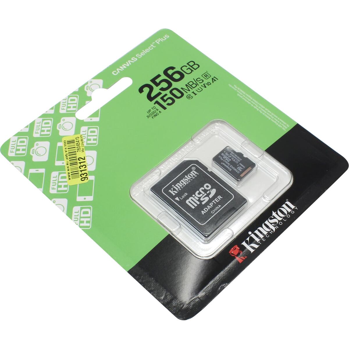 Kingston SDCS3/256GB microSDXC Memory Card 256Gb A1 V10 UHS-I U1 + microSD-- SD Adapter — фото 1
