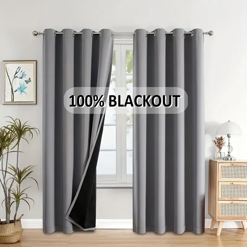 Однотонные шторы blackout 100% полиэстер W90 x H114CM, Grey