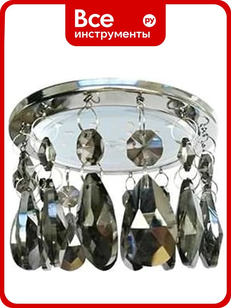 Светильник Ecola Gx53 h4 5350 glass круг с каплевидными хруст. на прямом подвесе тонированный / хром 102x105 (к+) SF53RVECB