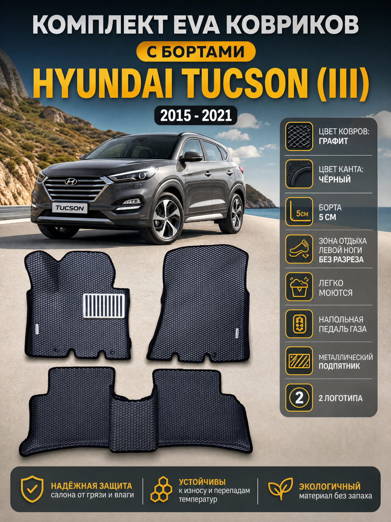 Комплект EVA с бортами Hyundai Tucson (III) 2015-2019/Хендай Туксон 3