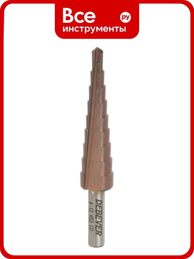 Сверло ступенчатое с прямой канавкой, 4-12 мм, 5 ступеней, HSS-Co DeBever Machining Solutions DB-CT4125