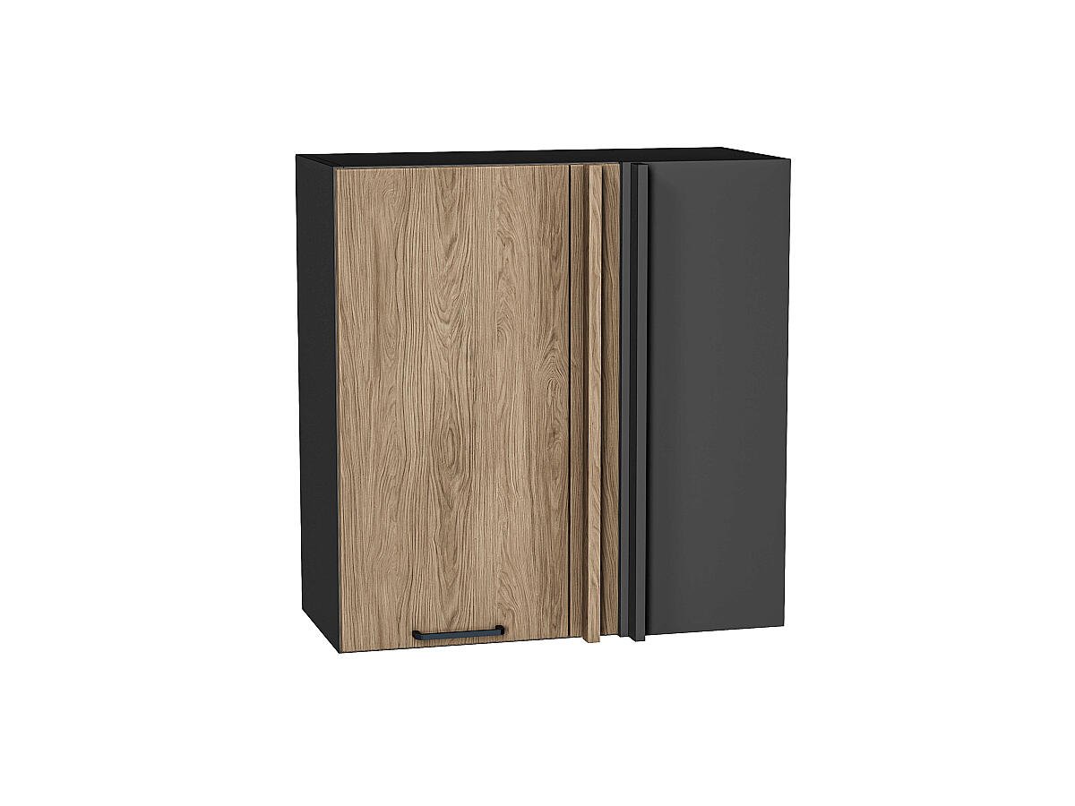 Шкаф верхний прямой угловой Флэт, цвет фасада Natural Casella Oak 2S, цвет каркаса Graphite, 716*700*345 (В*Ш*Г) мм