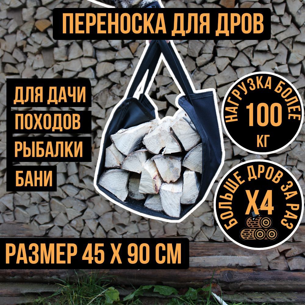Сумка переноска для дров дровница переносная уличная для дачи и бани мешки