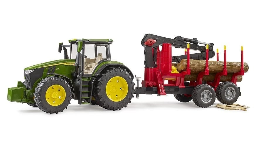 Игрушечная машинка Bruder трактор John Deere 7R 350 с лесным прицепом, масштаб 1:16