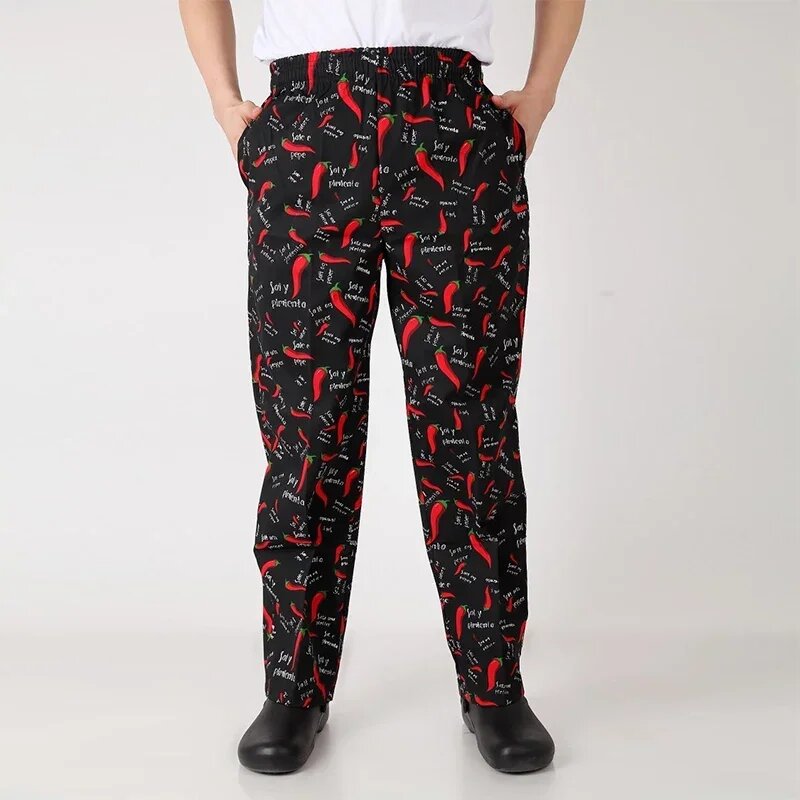 Шеф-поварские брюки из полиэстера и хлопка Красный, Asian size XXL, Chef Pant as pic
