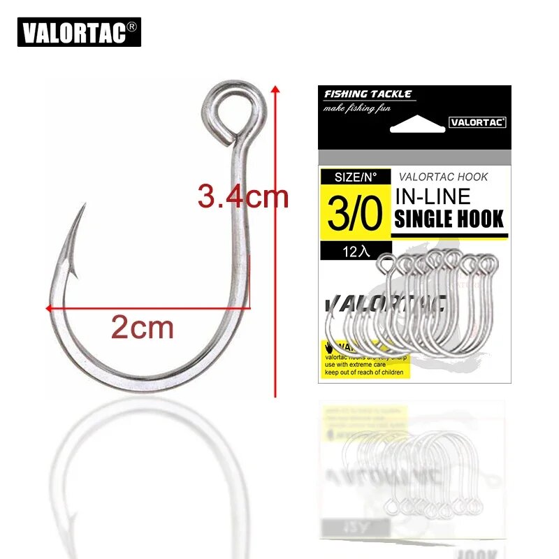 VALORTAC Крючки In-Line Single 3/0, 12 шт.
