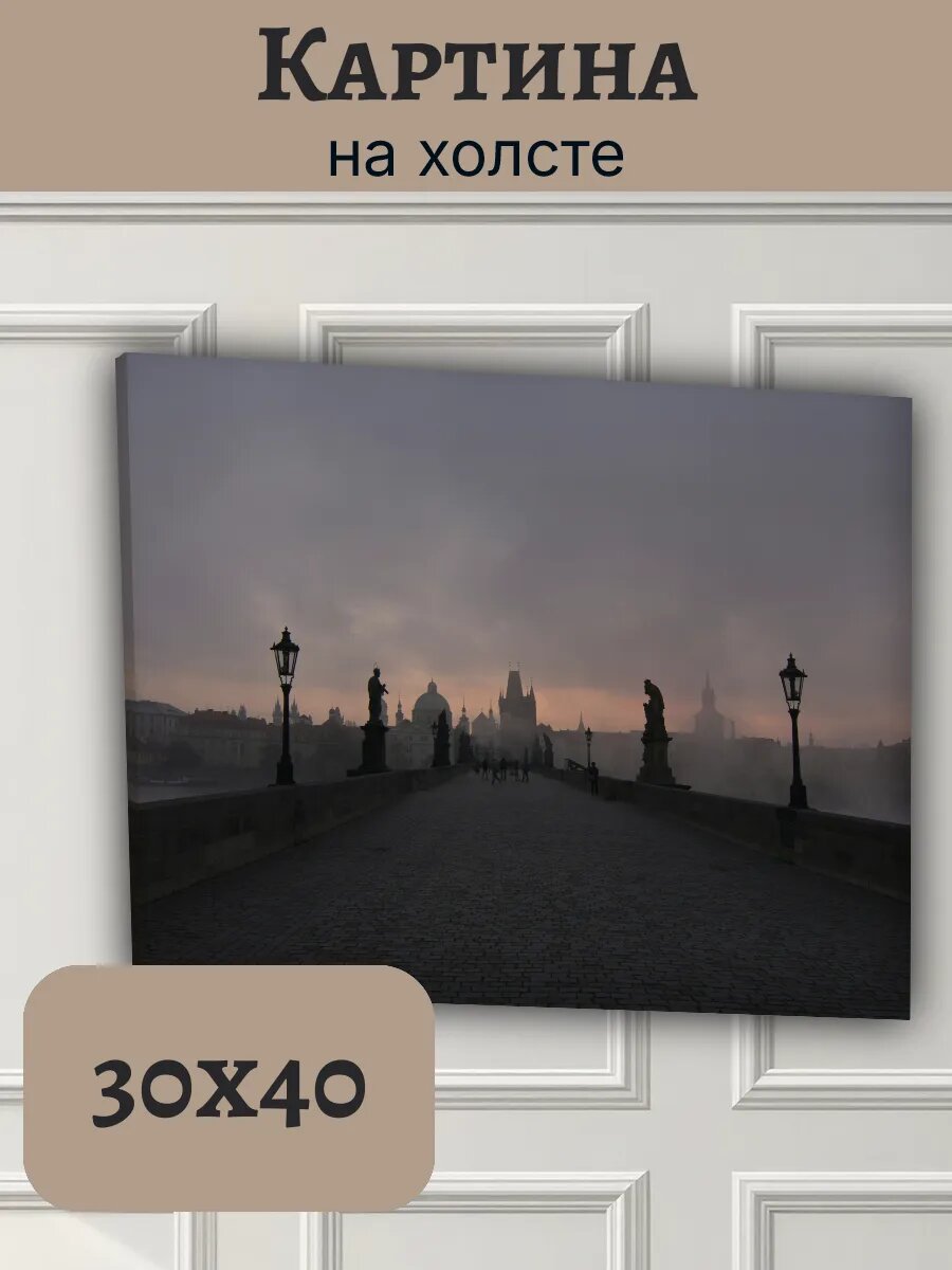 Картина Постер Европа Europe 40x30 карлов мост Прага