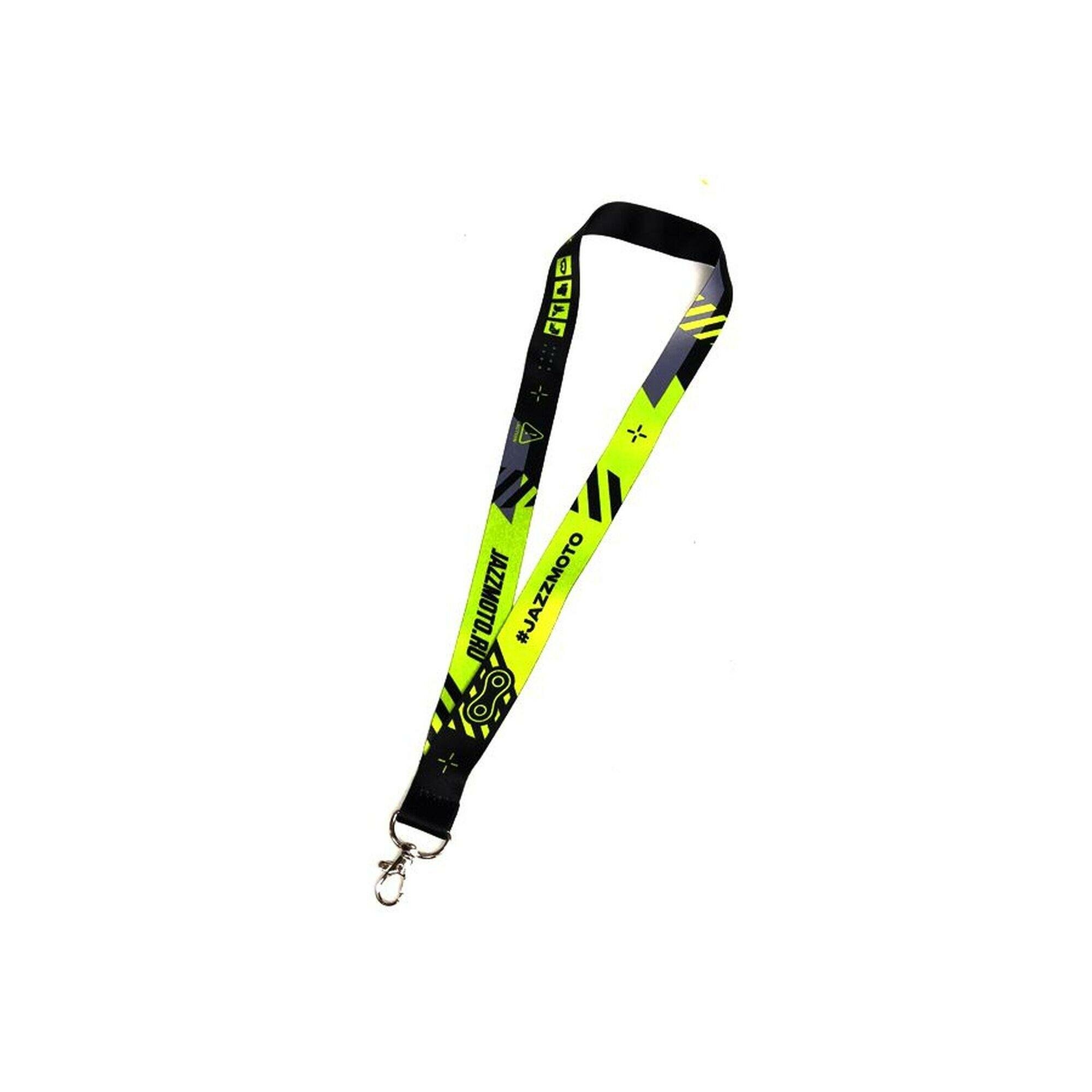 Лента JAZZMOTO, для бейджа, сатин, ширина 25мм, зеленая/черная