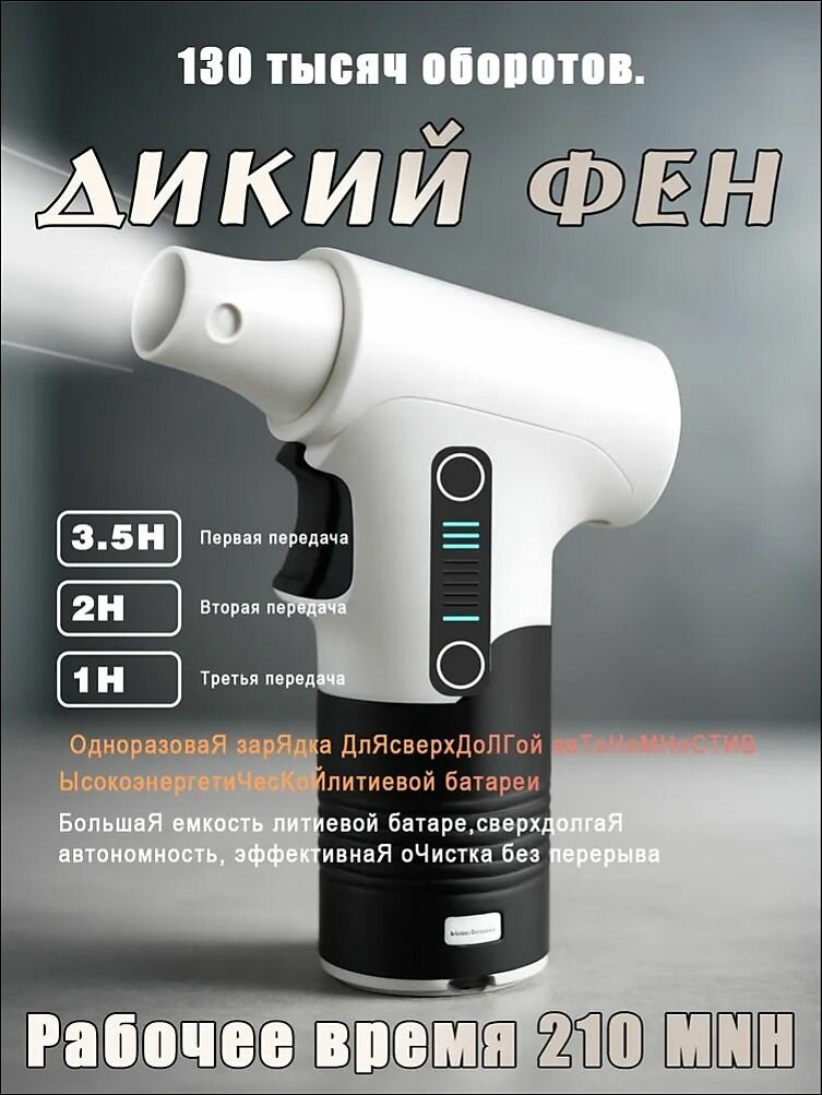 Портативный мощный фен (100 000 оборотов), пылесос и фен в одном устройстве, турбовентилятор, бесщеточный двигатель, заряжаемый.
