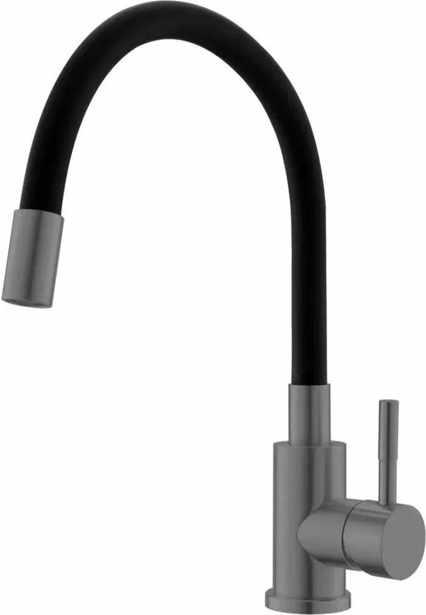 Смеситель Esko Snake K44BGrafit для кухонной мойки, гибкий излив, черный графит
