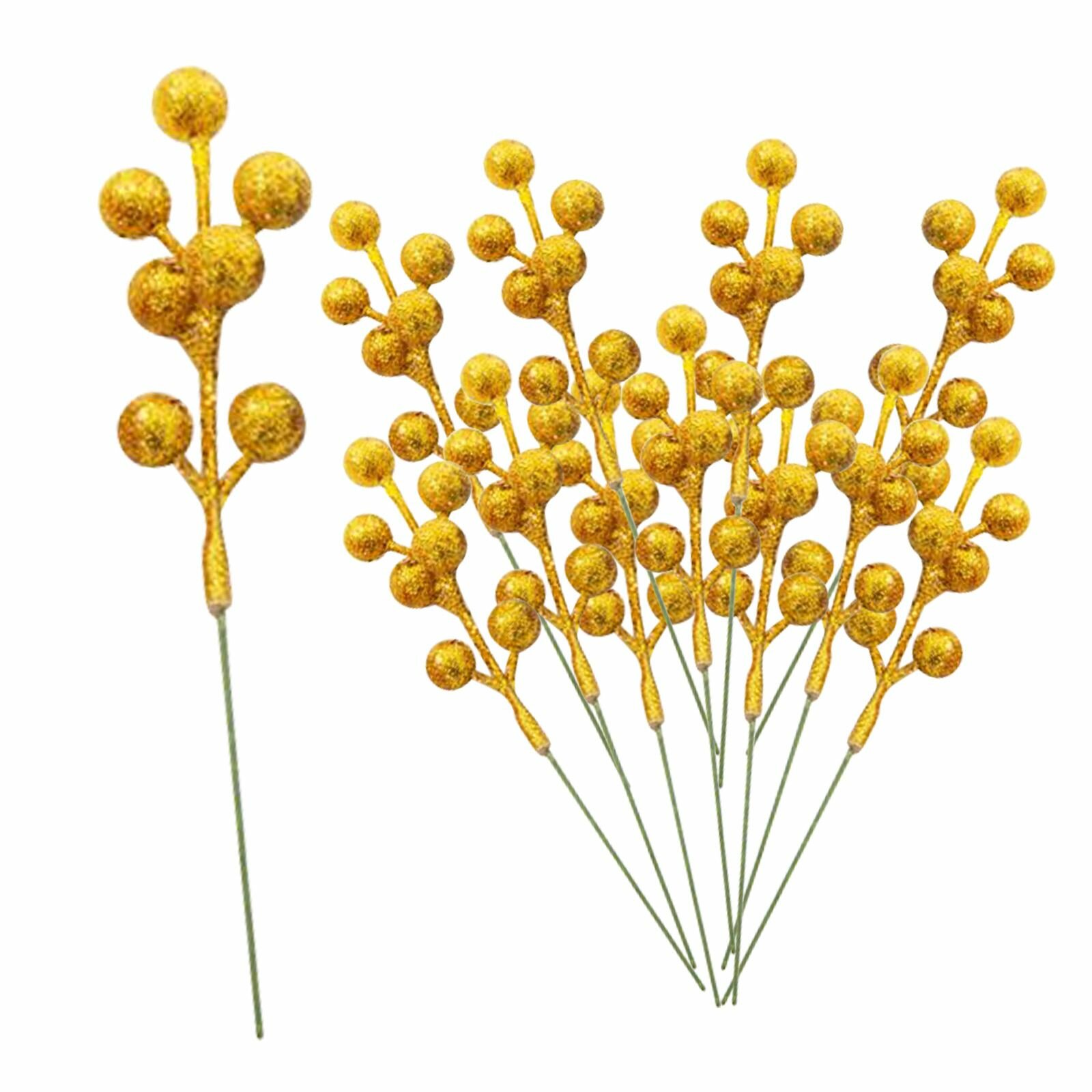 Фруктовые шпажки-имитаторы Рождества, 7 головок с золотыми, красными и серебряными блестками, фруктовое украшение длиной 17 см