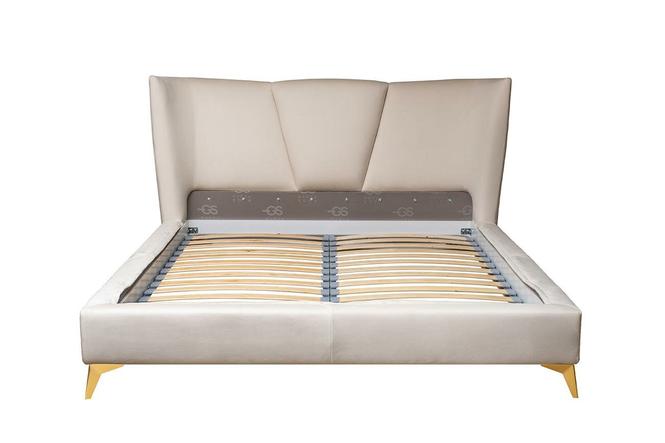 Кровать Garda Decor Кровать Siena без мех. велюр кремовый Colt1008 199*222*116см арт. Siena-160-Colt1008-CREAM