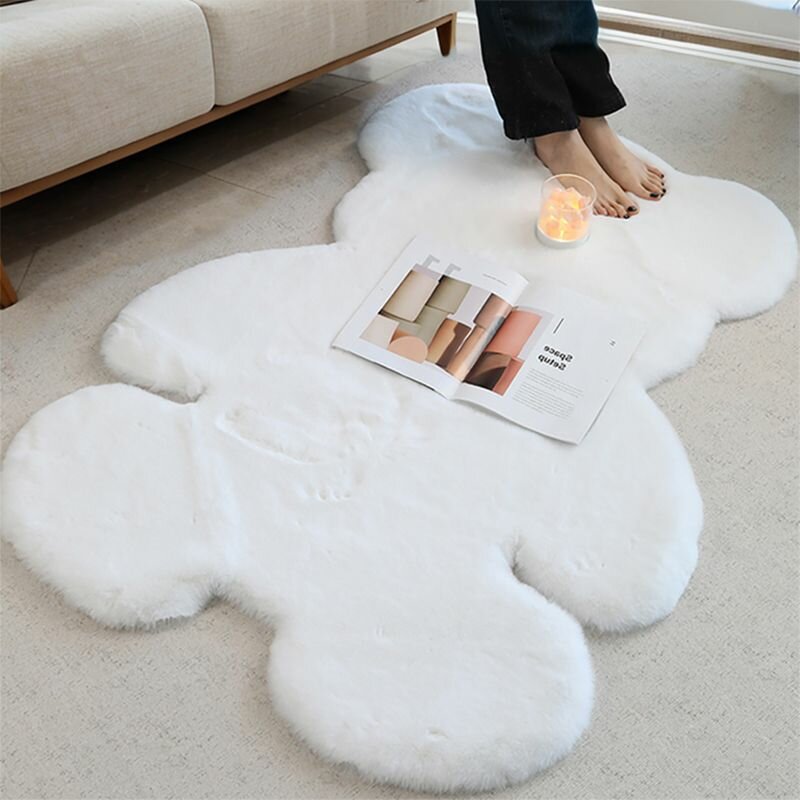 Ковер в форме медведя, мягкий материал из искусственного меха кролика, приятный на ощупь, может быть использован для украшения спальни гостиной детской комнаты 120x160CM