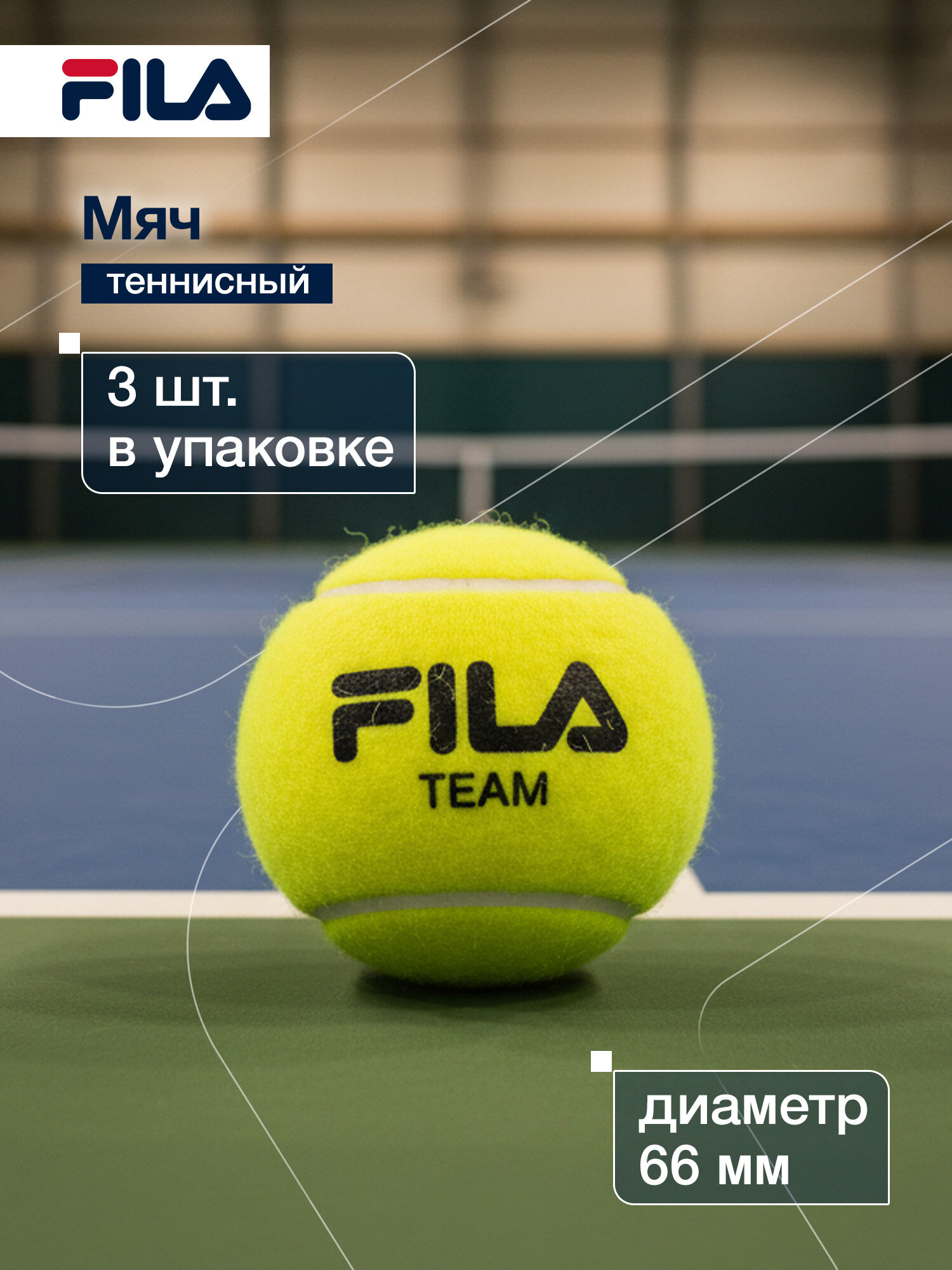 Набор мячей для большого тенниса FILA Team, 3 шт