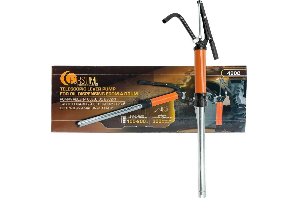 Насос ручной рычажный Forstime, телескопический для раздачи масла на бочку, 250 гр./ход, 20+40 гр.