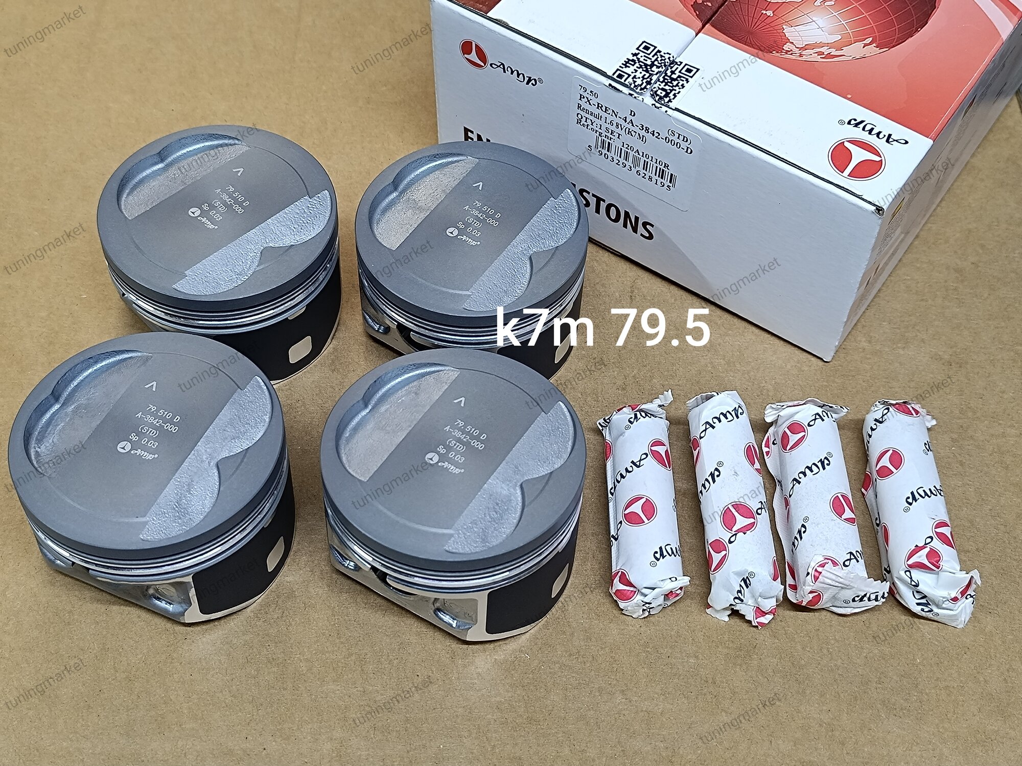 Поршни" безвтыковые" AMP 79.5 Лада Ларгус , Renault двс K7M 1.6/8v