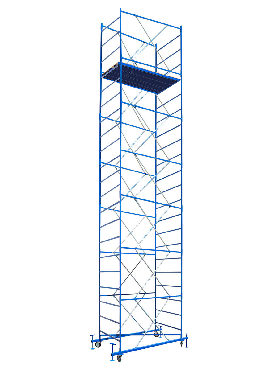 Вышка-тура ВСП Пром 1.2х2.0 м, высота 8.8 м усиленная, леса строительные рамные на колесах