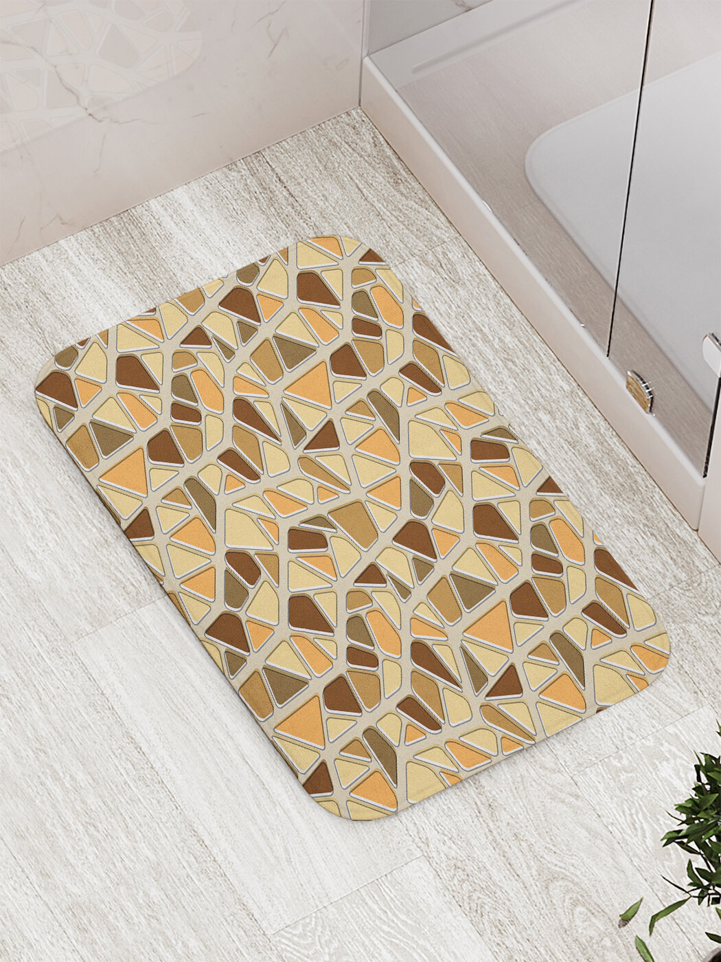 Коврик для ванной комнаты, туалета "Мозаичная река" противоскользящий, 52х77 см, JoyArty