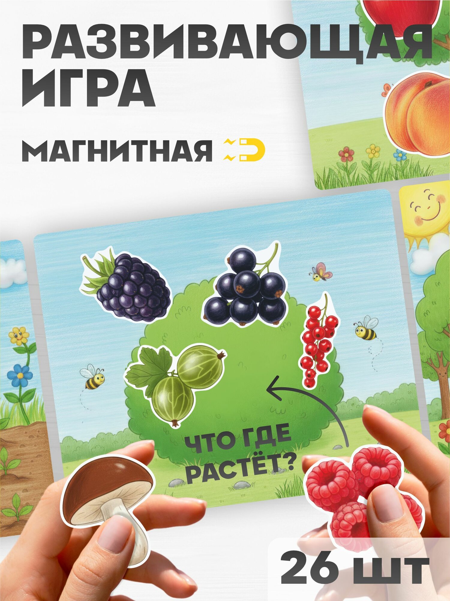 Настольная игра сортер магнитная Что где растет