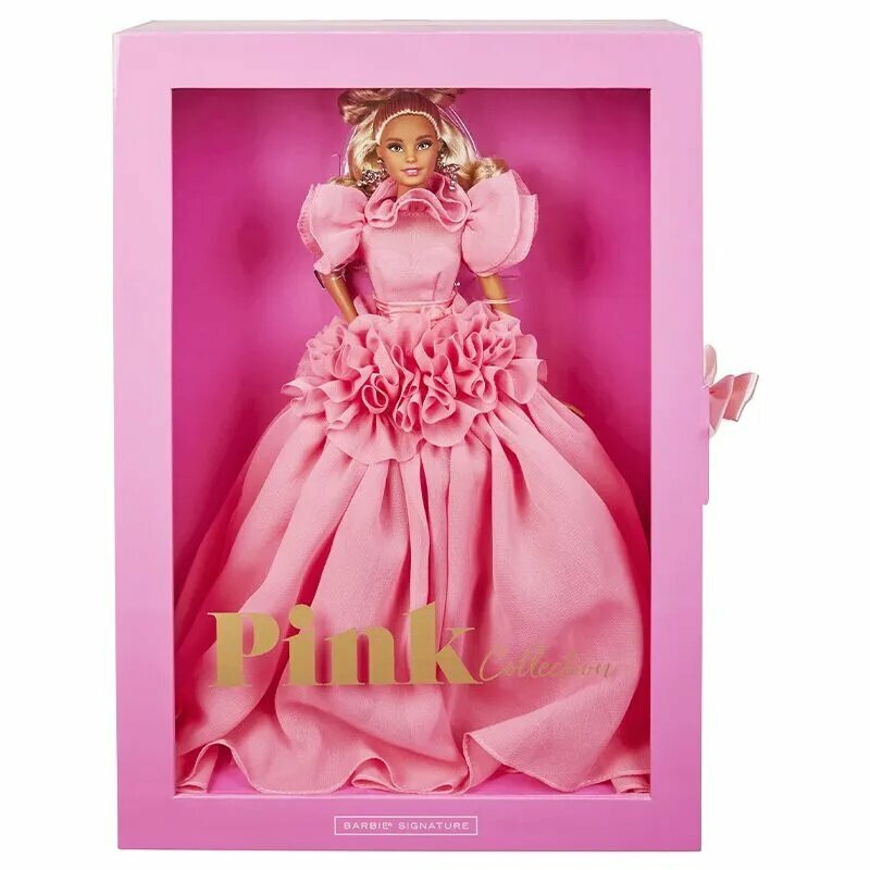 Mattel Barbie Signature Pink Collection / Подпись Барби Коллекционное розовое коллекционное кукольное платье-боди с гофрированным шифоновым платьем