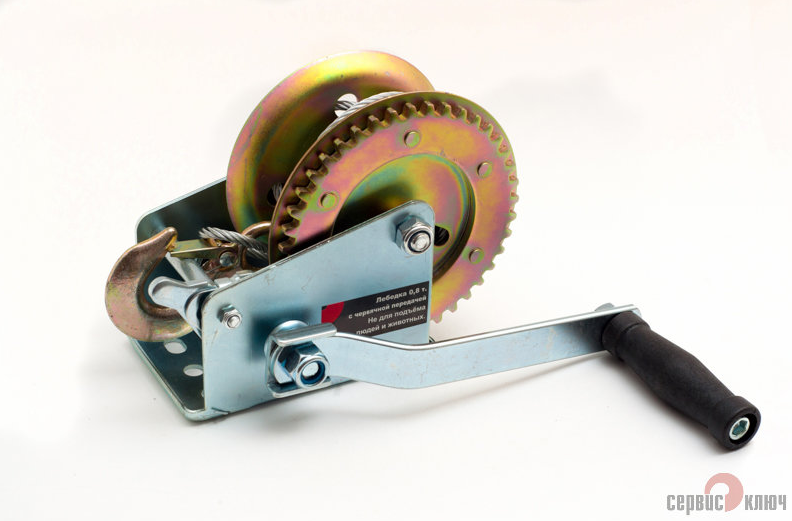 Лебедка барабанная Сервис Ключ 75066, 0.8 т, длина троса 6.7 м