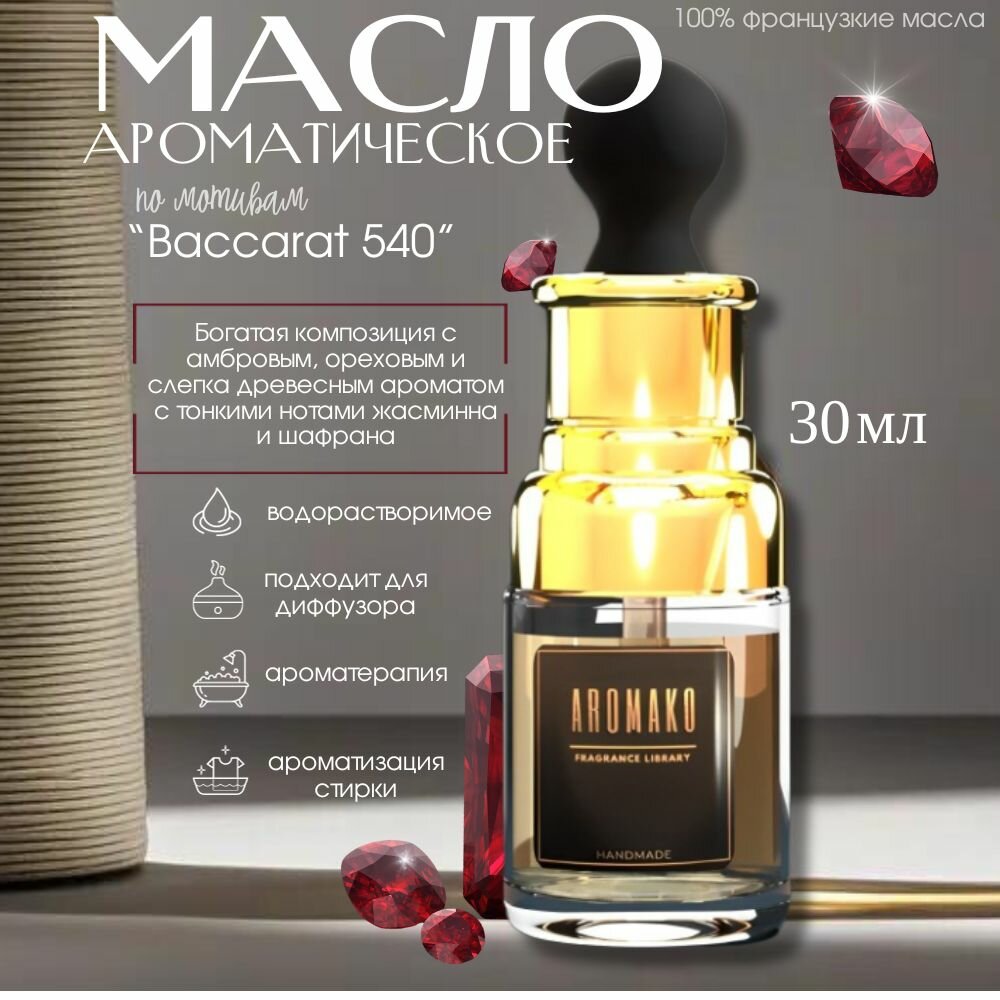 Ароматическое масло для бани "Baccarat rouge" 30 мл. в деревянной подарочной коробке, AROMAKO