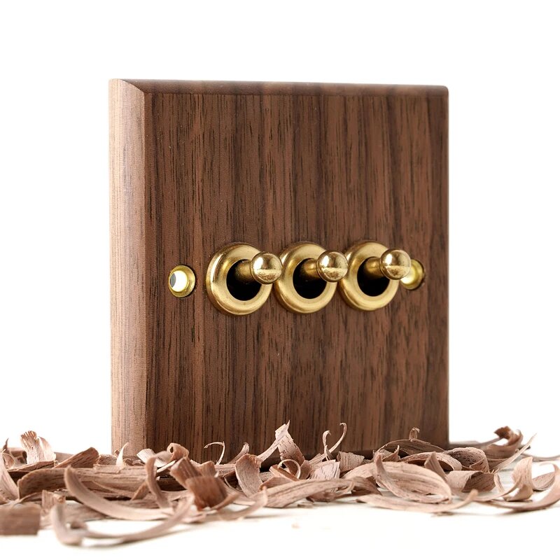 Деревянный выключатель черный орех 13А 3-Gang 2 Way Switch