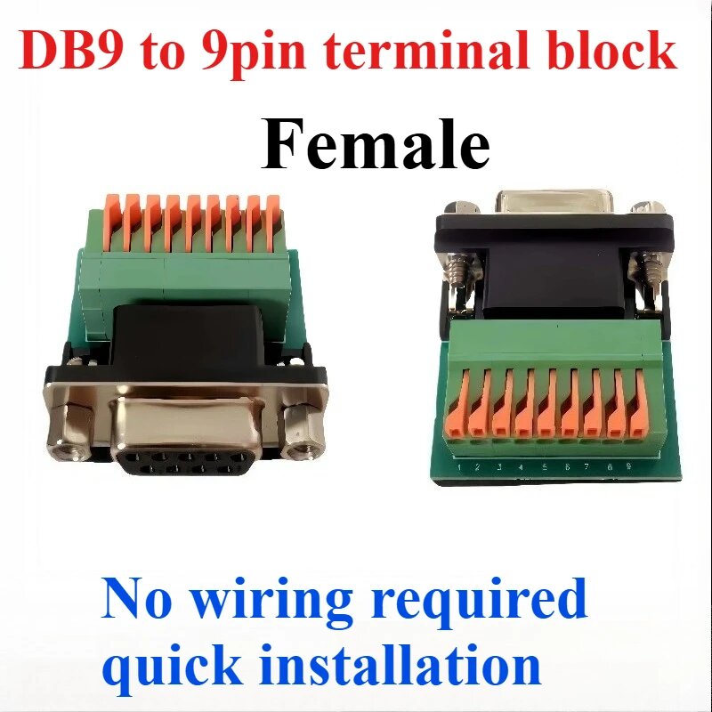 DB9 Female to 9pin Terminal Block, Color: DB9 Female A