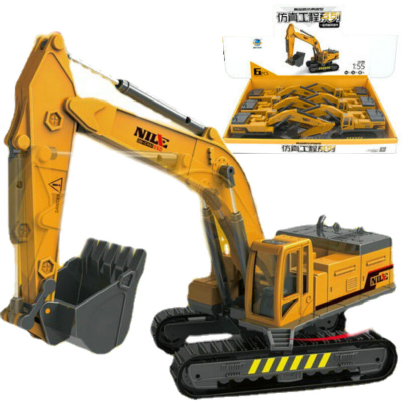 Набор из 6 моделей строительной техники экскаватора 706-6 в масштабе 1:55, для детского игрового домика, квадрата, детские игрушки, оптовая продажа смешанных моделей.
