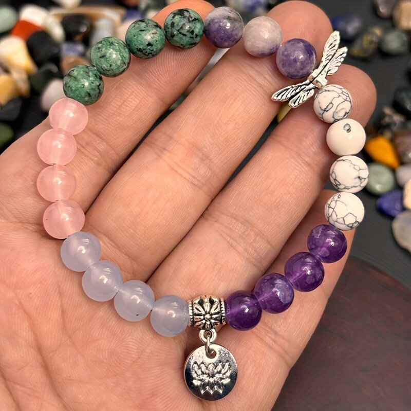 YM Mall Браслеты из бусин Халцедон белый Унисекс Чистота энергии