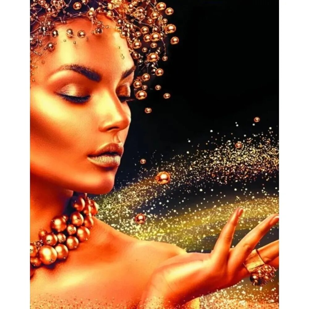 Алмазная Мозаика "Девушка С Золотыми Украшениями. Арт" 40х50 См Алмазная Вышивка / Картина Стразами Подарков / Украшения