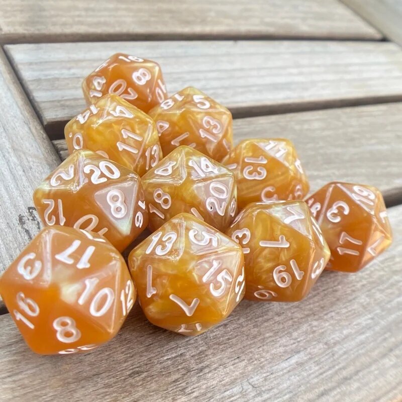 Кубик 20-сторонние кубики D20 Dungeon D&D Настольная настольная игра 20-гранные наборы акриловых кубиков Жемчужные разноцветные кубики Dungeons and Dragon d20 Dices