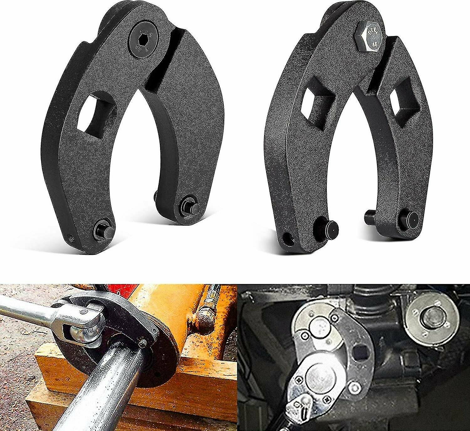 Набор регулируемых гаечных ключей для гидравлического цилиндра 1266 и 7463, 2 штуки, черный цвет, для гаек фланца диаметром 2 дюйма до 6 дюйма и 1 дюйм до 3,75 дюйма, с отверстиями для пинтов диаметром 1/4 дюйма, 1/4 дюйма, 1/4 дюйма и 2 дюйма, с